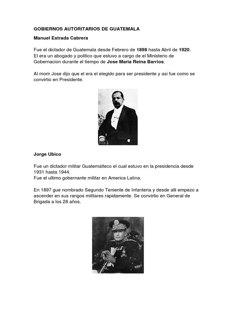 Gobiernos Autoritarios de Guatemala | PDF | Guatemala | Formas de gobierno