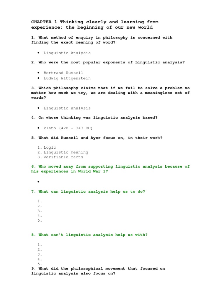 CHAPTER 1 Thinking Clearly and Learning From Experience: The Beginning ...