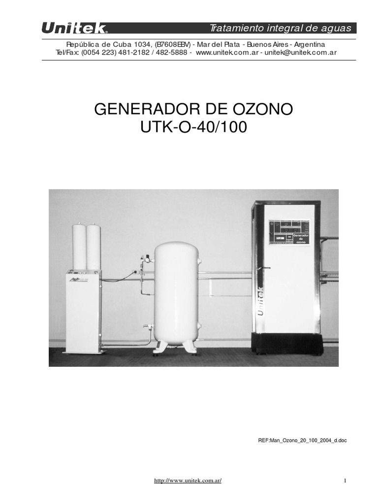 Manual Generador de Ozono UTK-0-40 100.pdf | Ozono | Oxígeno