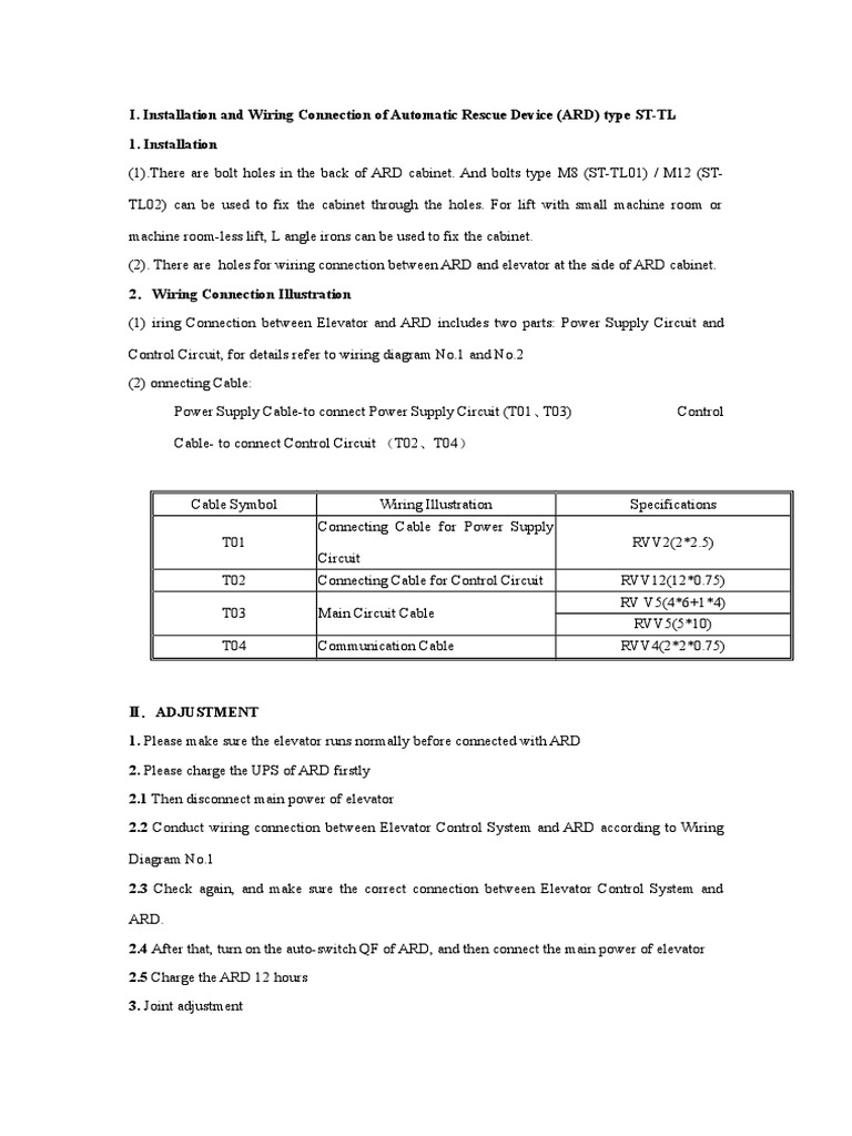 ARD Installation and Wiring Guide | PDF | Elevator | Electrical Wiring