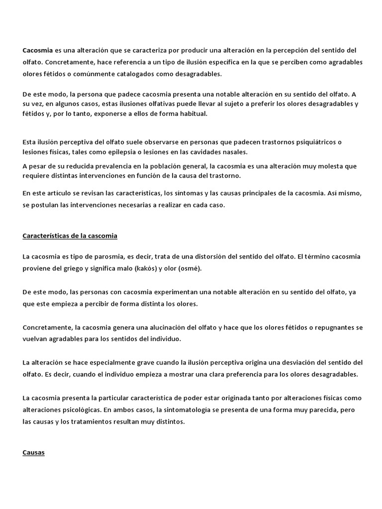 Cacosmia: causas y tratamiento | PDF | Hipotiroidismo | Epidemiología