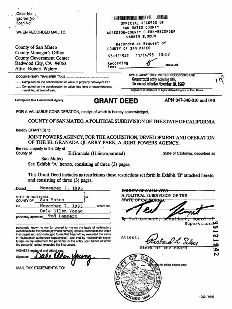Recorded Grant Deed Dated 11.14.95 | PDF