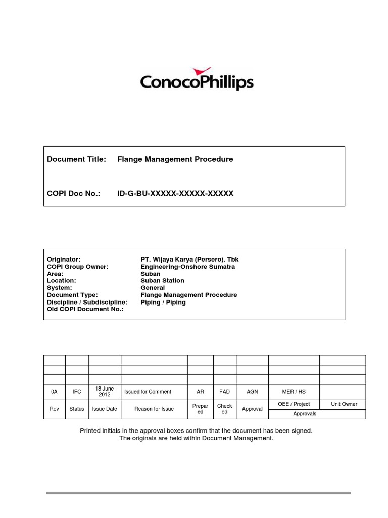 Document Title: Flange Management Procedure | Mechanical Engineering ...