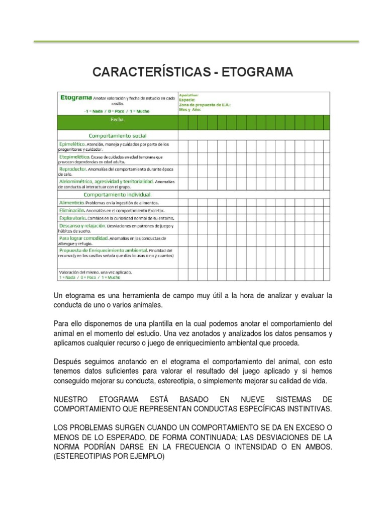 Ejemplo de Etograma Animal | PDF | Comportamiento | Adultos