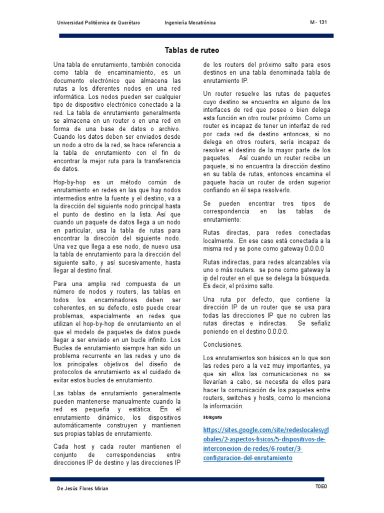 Tablas de Ruteo | PDF | Enrutador (Computación) | Protocolos de internet