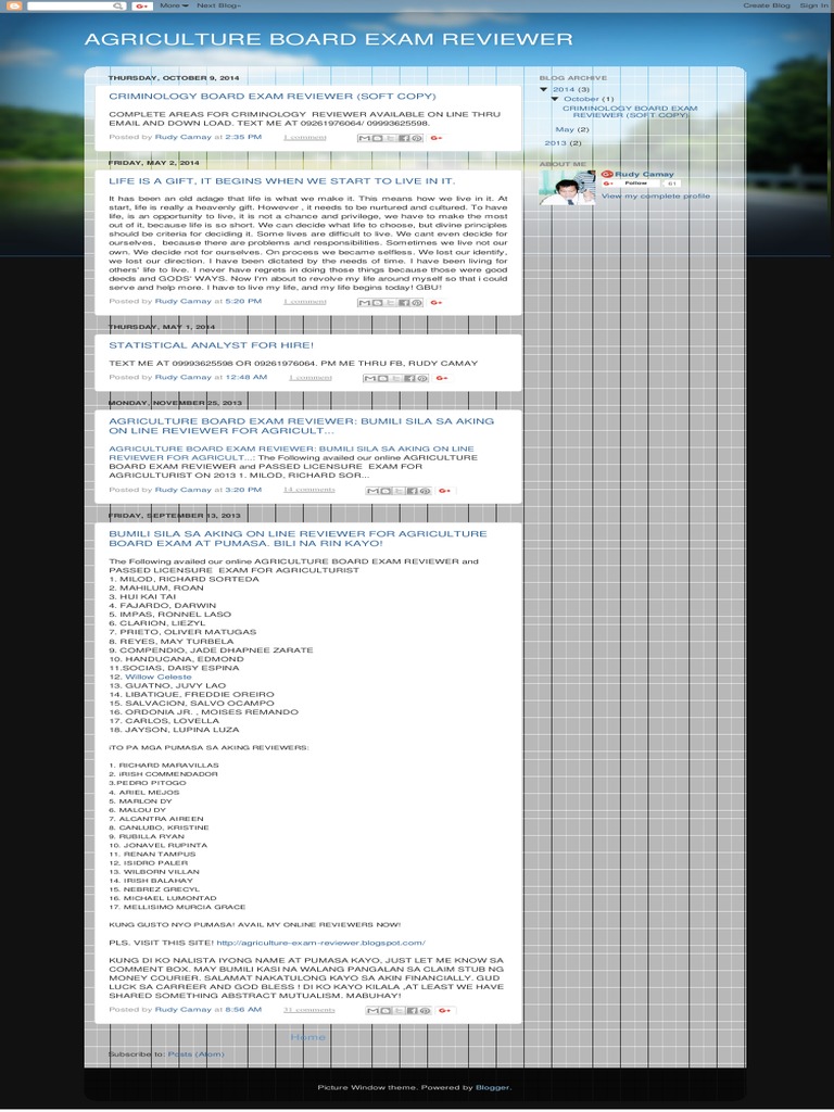 Agriculture Board Exam Reviewer Guide | PDF