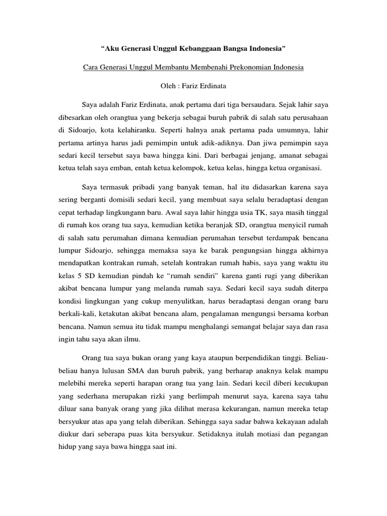 Essay Lolos Beasiswa Unggulan | PDF