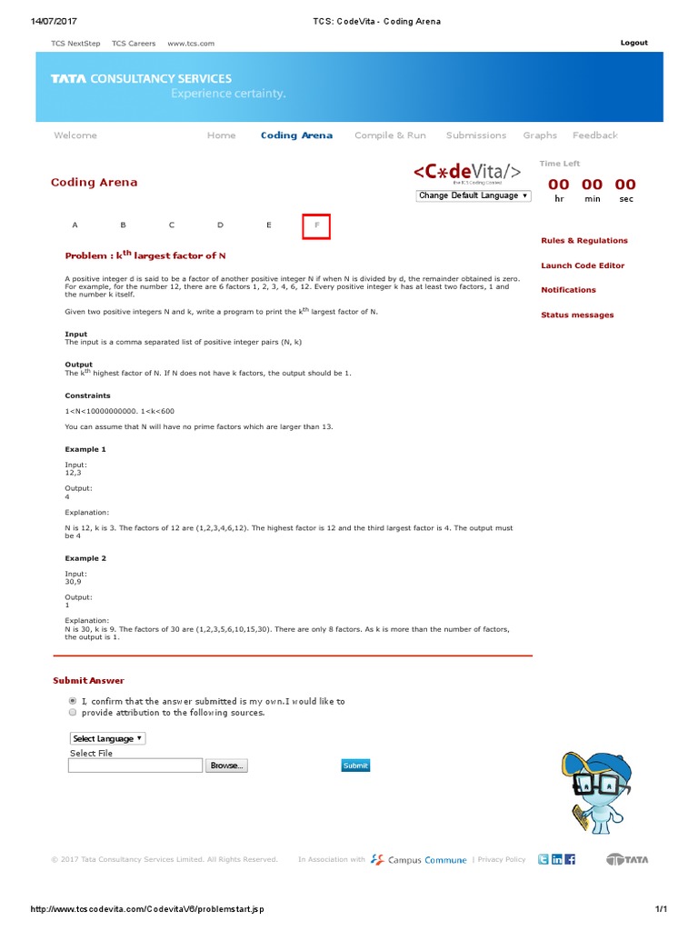 TCS - CodeVita - Coding Arena Round1 F | PDF | Discrete Mathematics | Software Engineering