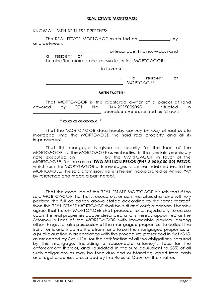 Sample REM | PDF | Mortgage Law | Personal Finance