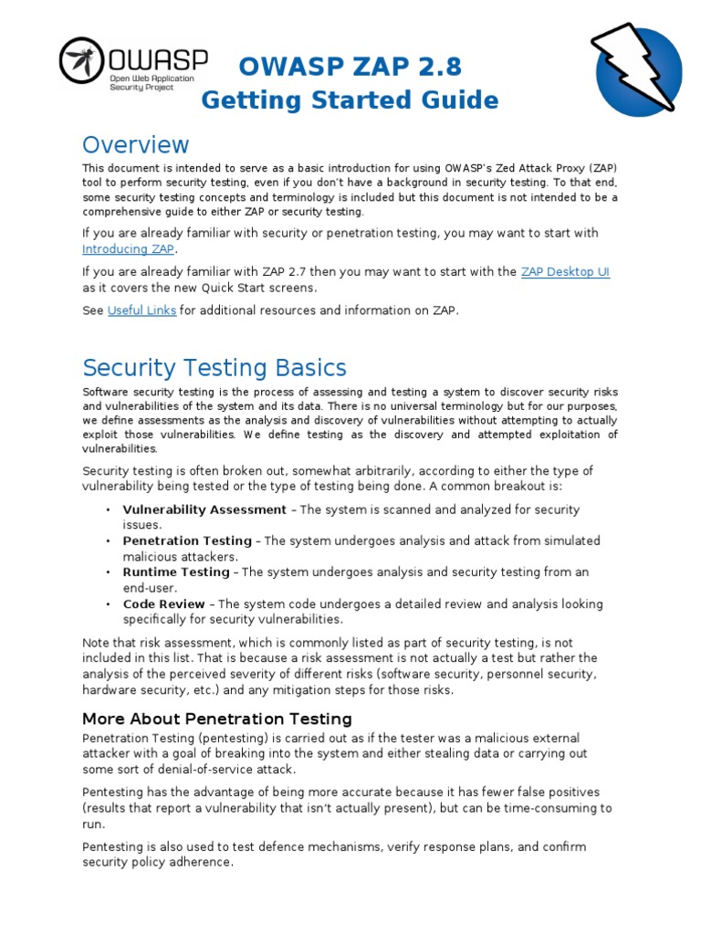 OWASP ZAP Getting Started Guide | PDF | Penetration Test ...