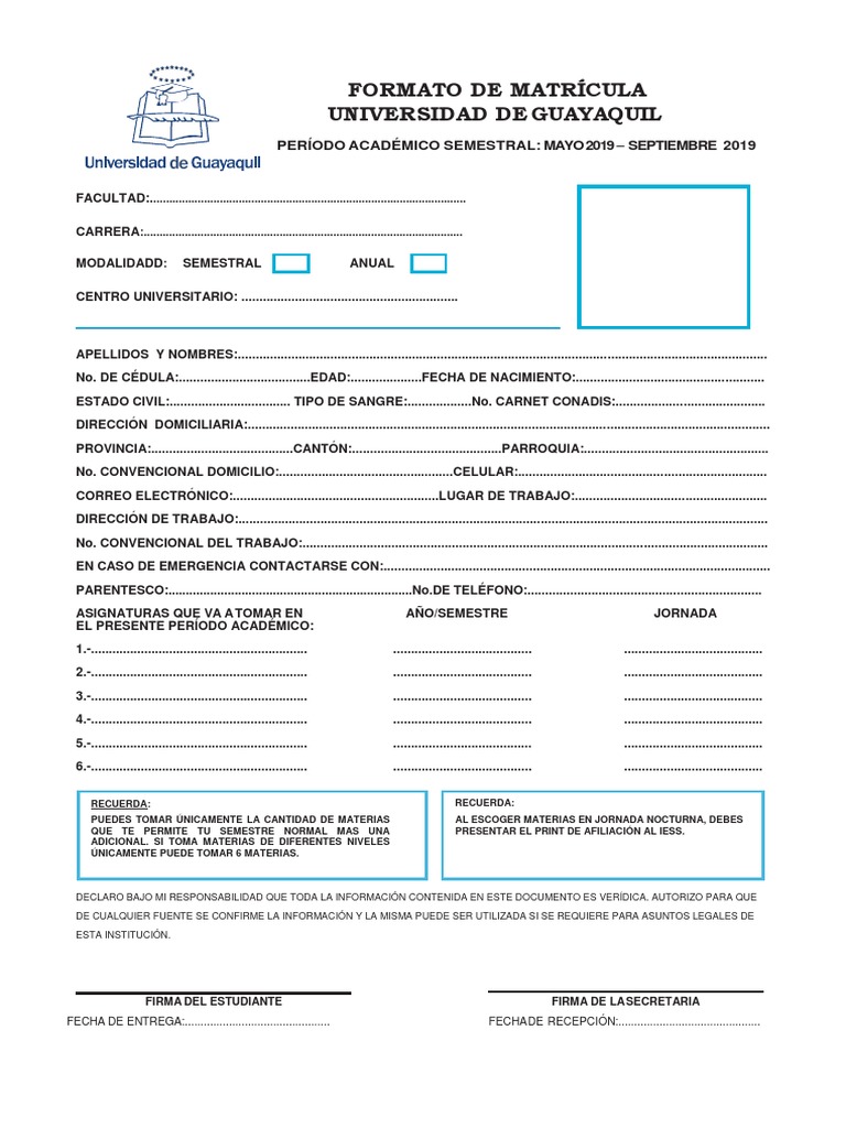 Formato de Matricula | PDF