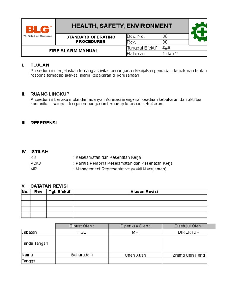 SOP Fire Alarm Manual | PDF