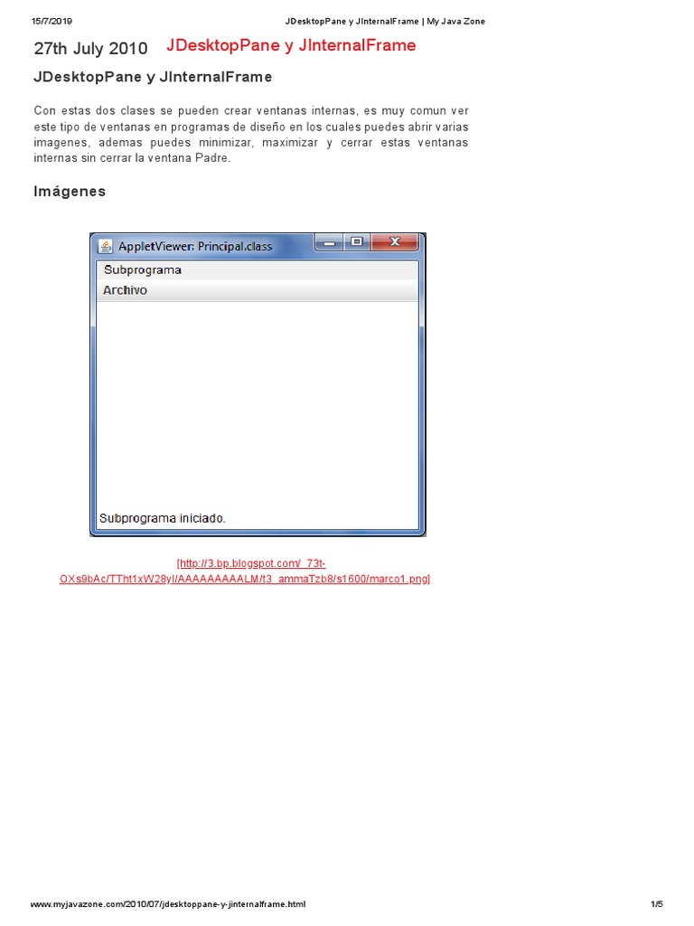 Ventanas internas en Java: JDesktopPane y JInternalFrame | PDF | Java ...