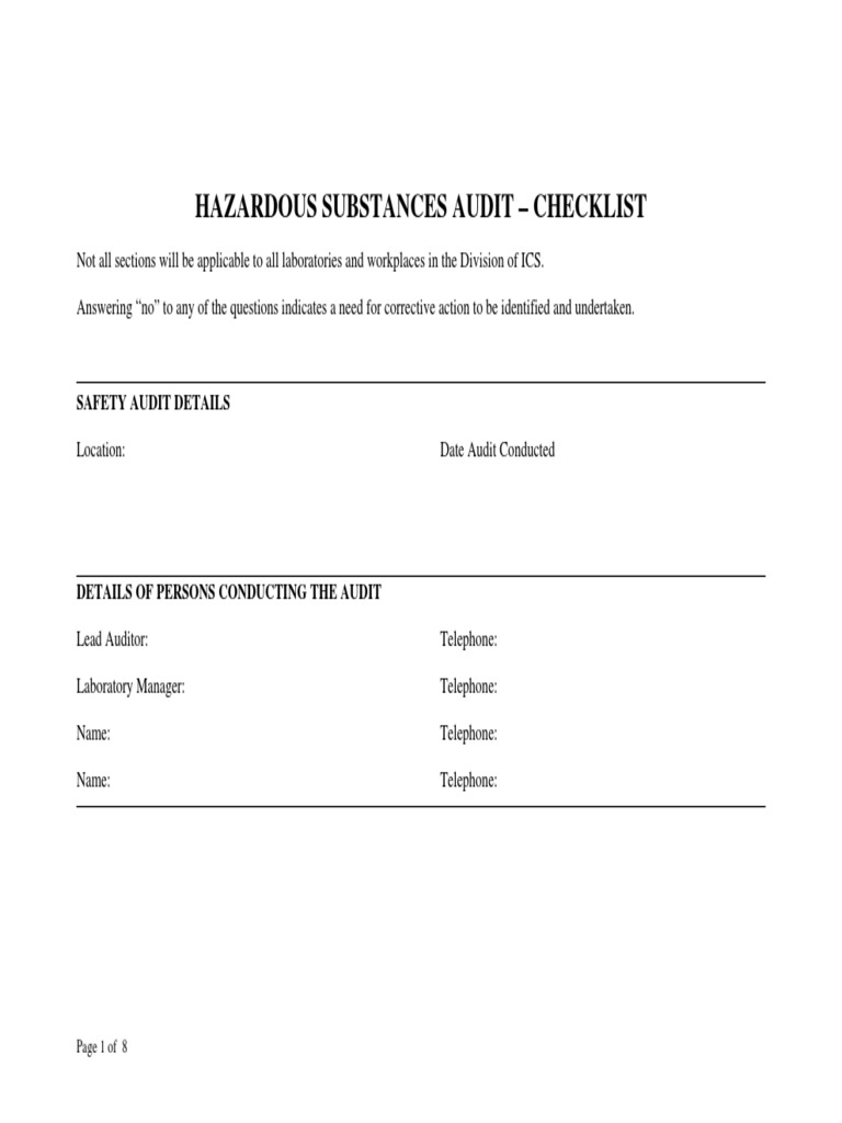 Hazardous Substances Audit - Checklist | Download Free PDF | Dangerous ...