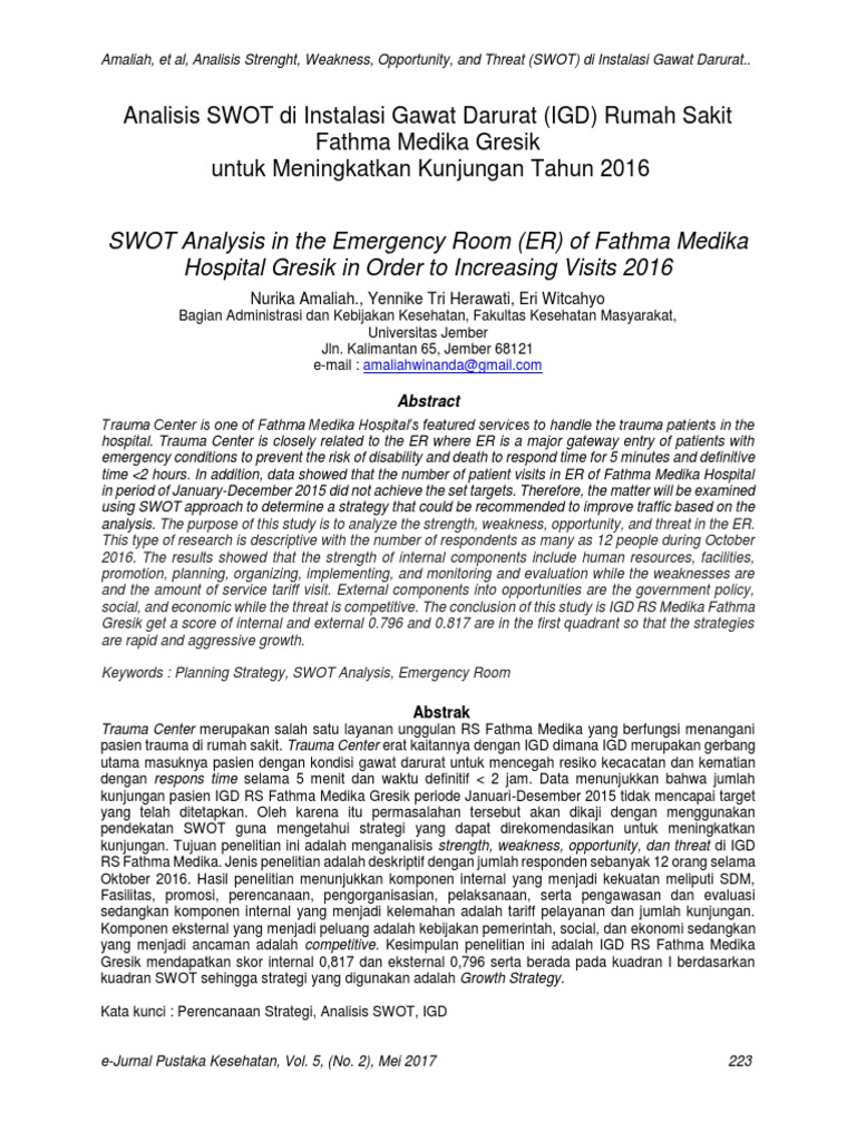 Analisis Swot Igd | Download Free PDF | Emergency Department | Change ...