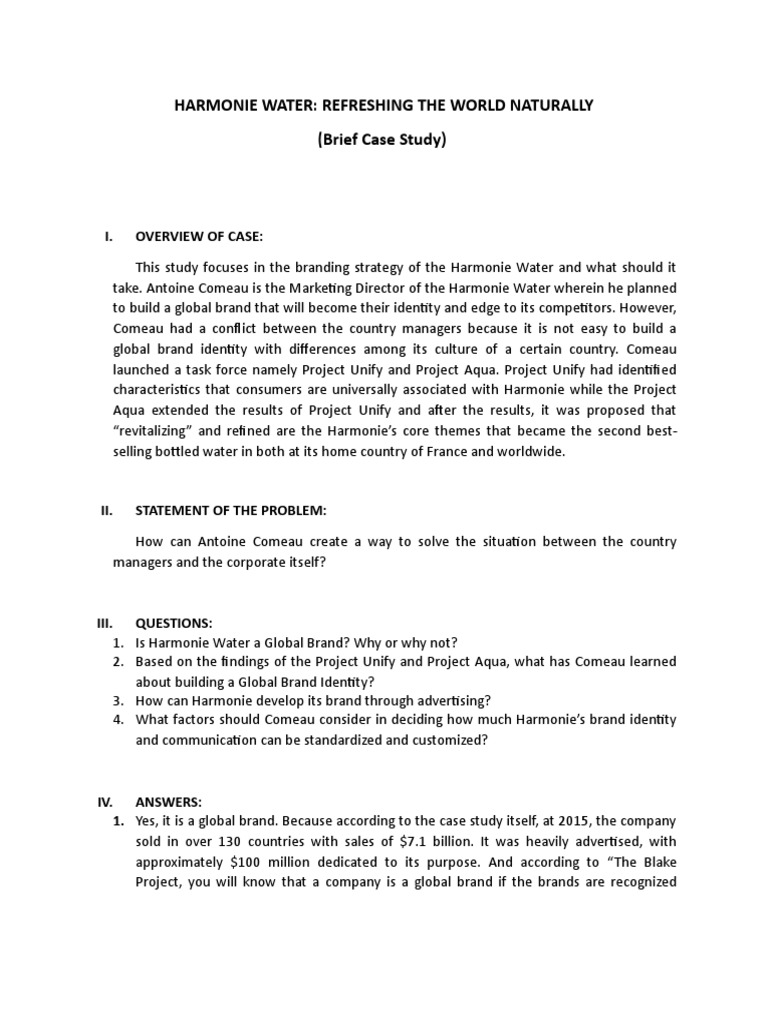 Harmonie Water: Refreshing The World Naturally (Brief Case Study) | PDF ...