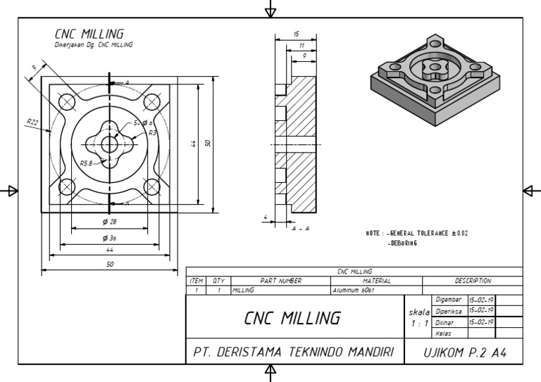 CNC Milling Job Sheet Example | PDF