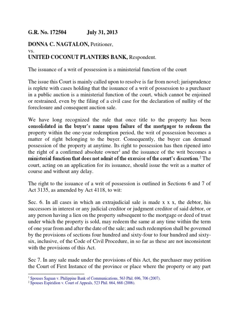 Writ of Possession Research | PDF | Foreclosure | Mortgage Law