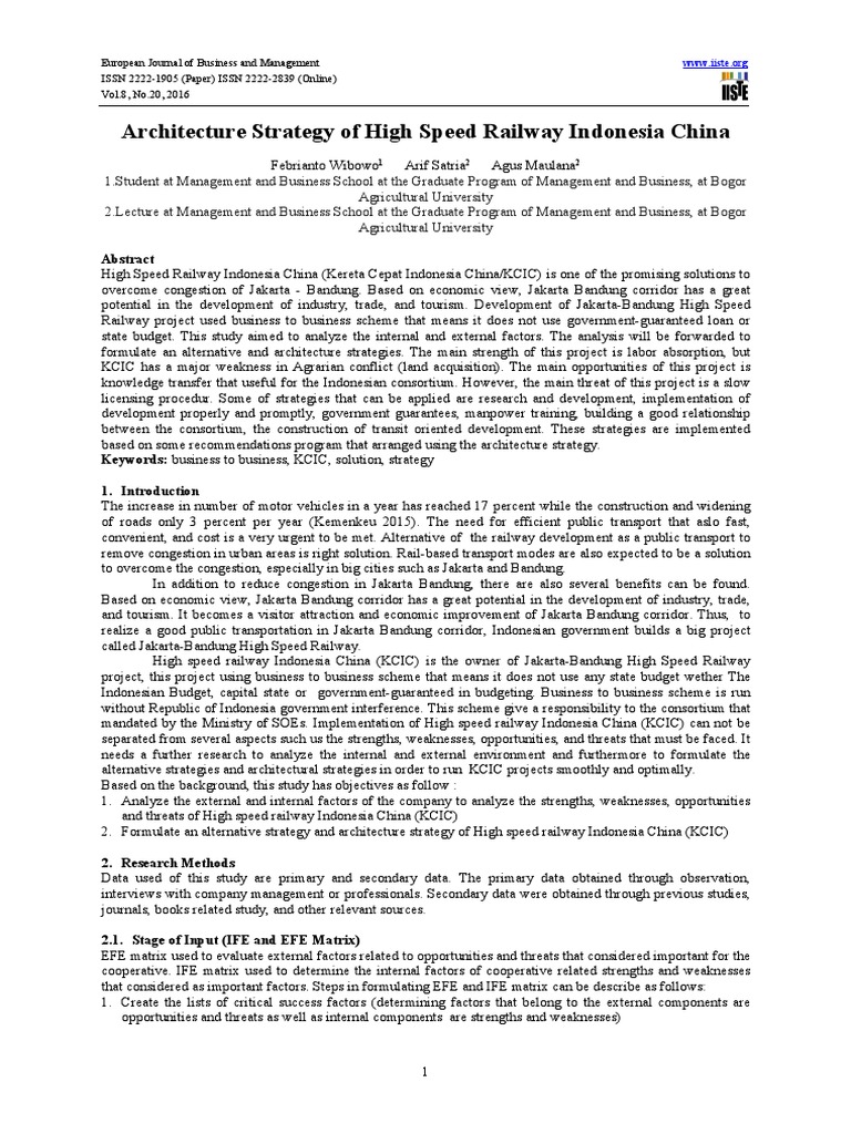 HSR Jakarta Bandung | PDF | Strategic Management | Swot Analysis