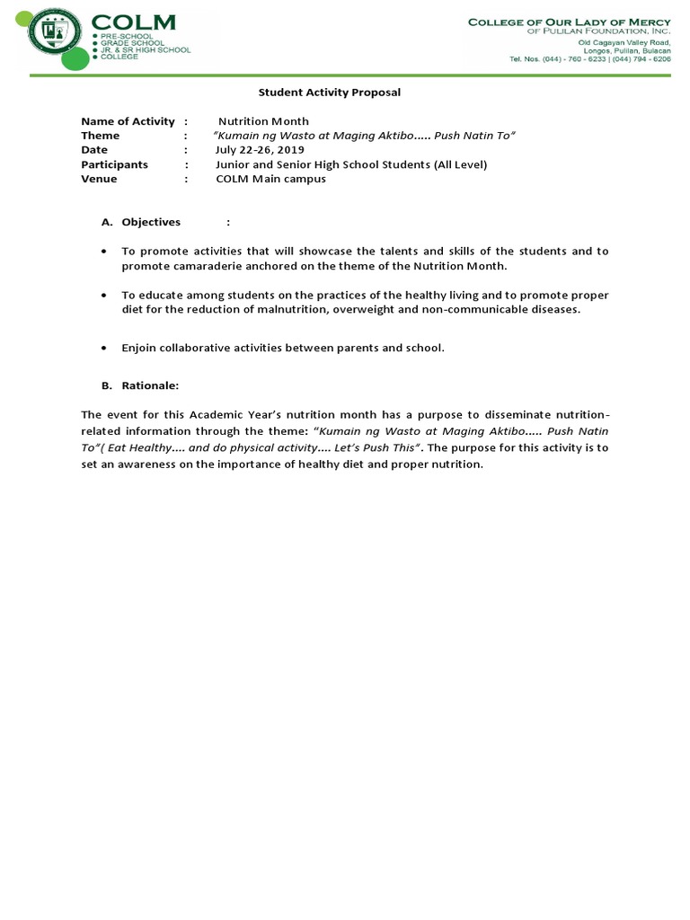 For Nutrition Month | PDF | Food And Drink