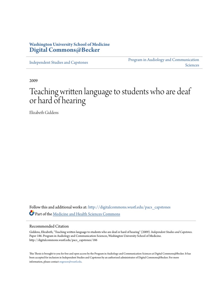 Writing For Deaf Students | PDF | Hearing Loss | Teachers