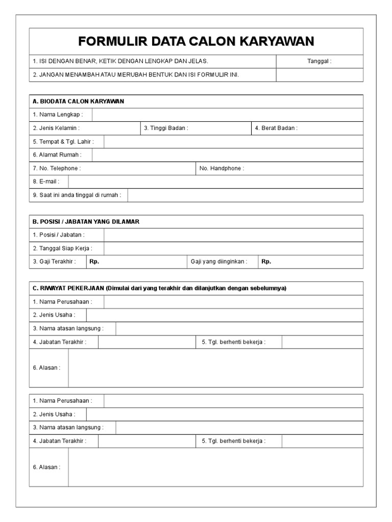 Form Data Karyawan | PDF