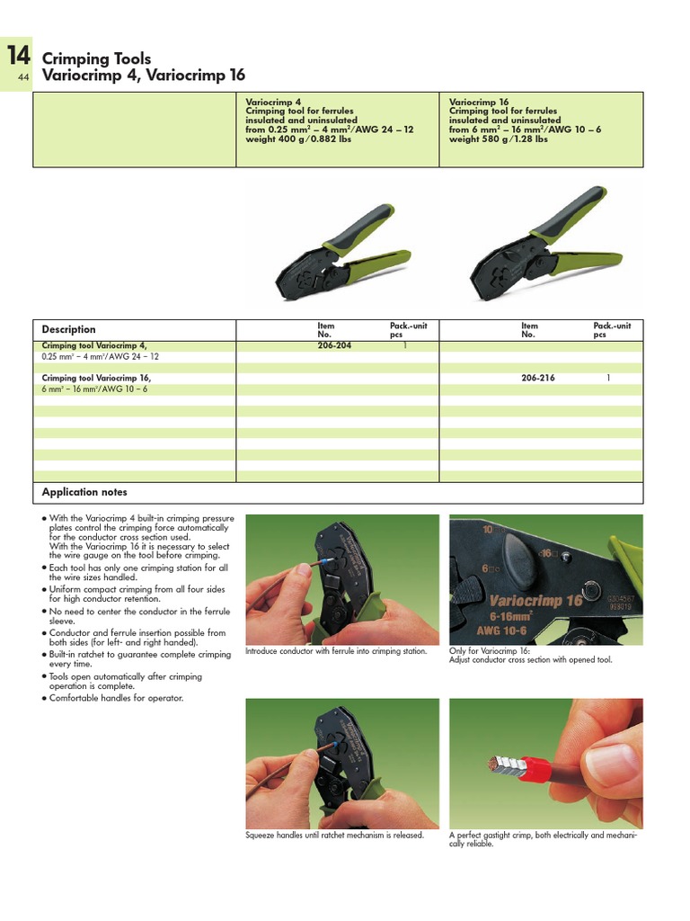 Crimping Tools Variocrimp 4, Variocrimp 16: Description | PDF ...
