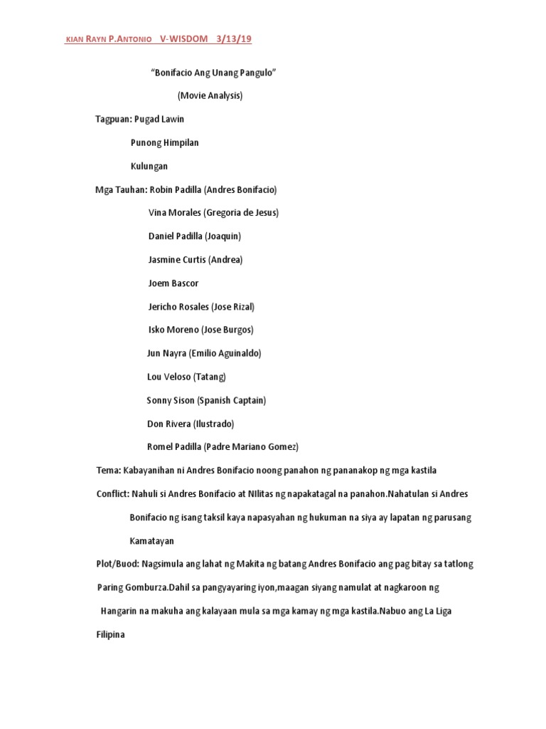 Bonifacio Ang Unang Pangulo | PDF
