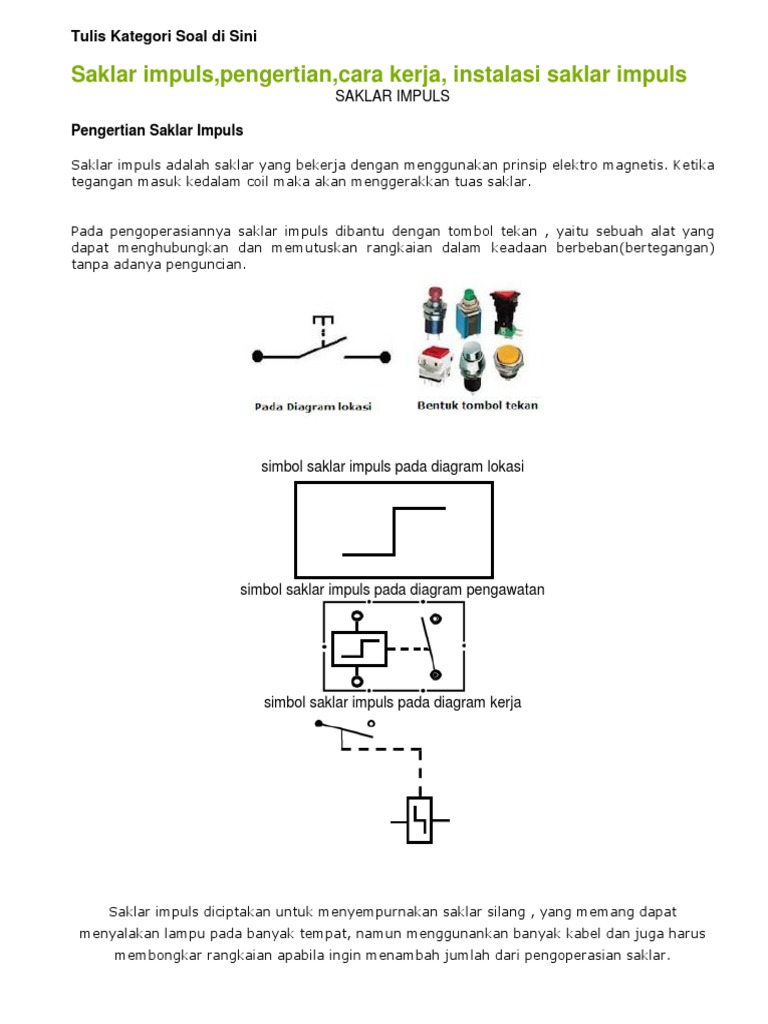 Cara Kerja dan Instalasi Saklar Impuls | PDF | Teknologi & Rekayasa