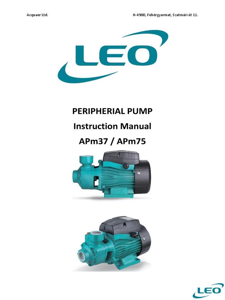 Leo Apm Manual Instruction | PDF | Pump | Electric Motor