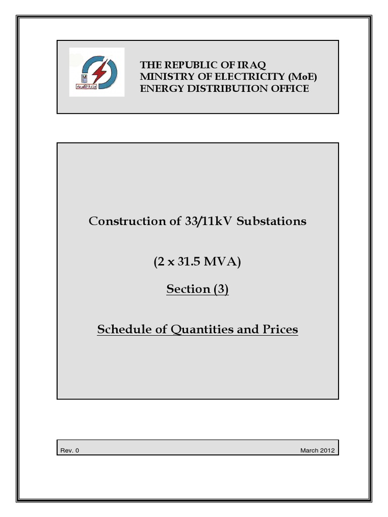 Schedule of Quantities and Prices | PDF | Transformer | Electric Power ...
