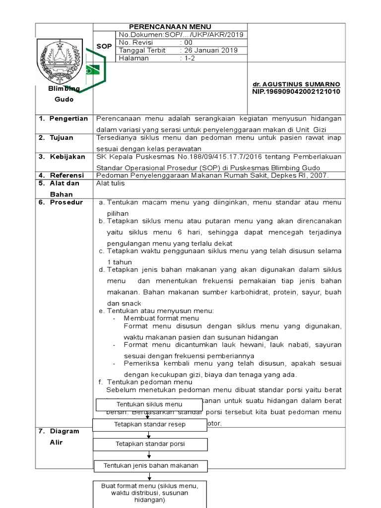 23.SOP Perencanaan Menu | PDF