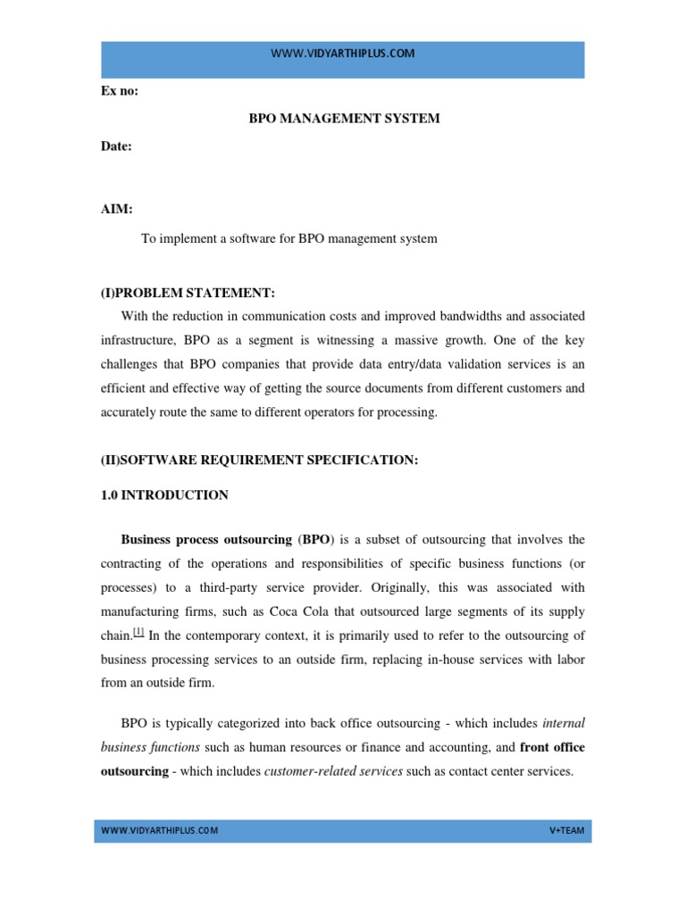 BPO Management System Overview | PDF | Business Process Outsourcing ...