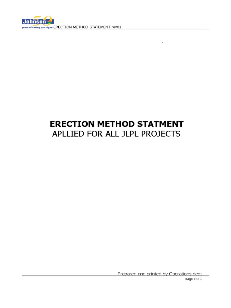 Erection Method Statement | PDF | Safety | Crane (Machine)