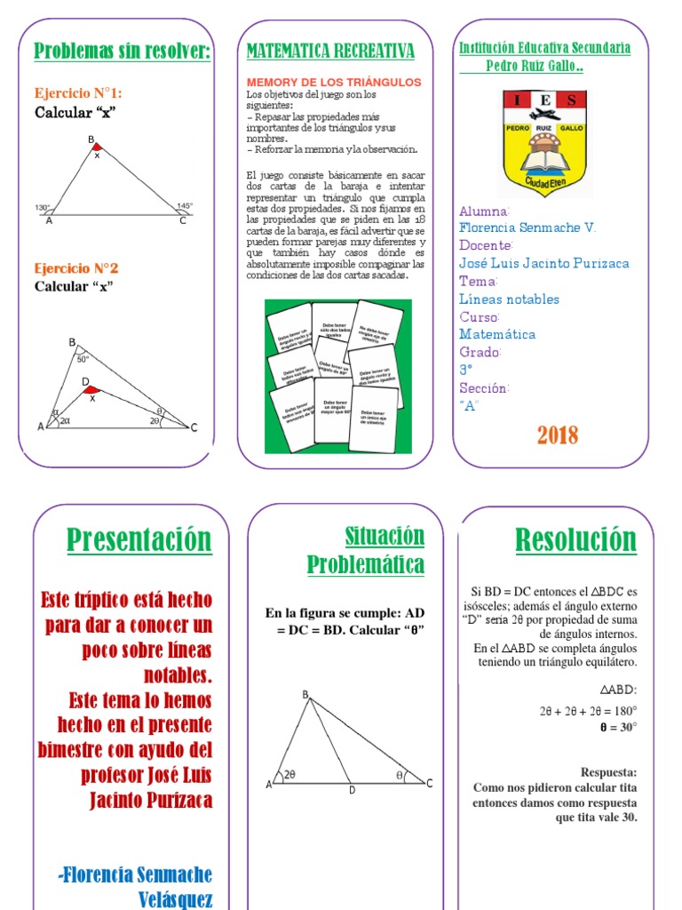 Triptico Matematica Dia Del Logro | PDF | Triángulo | Enseñanza de matemática