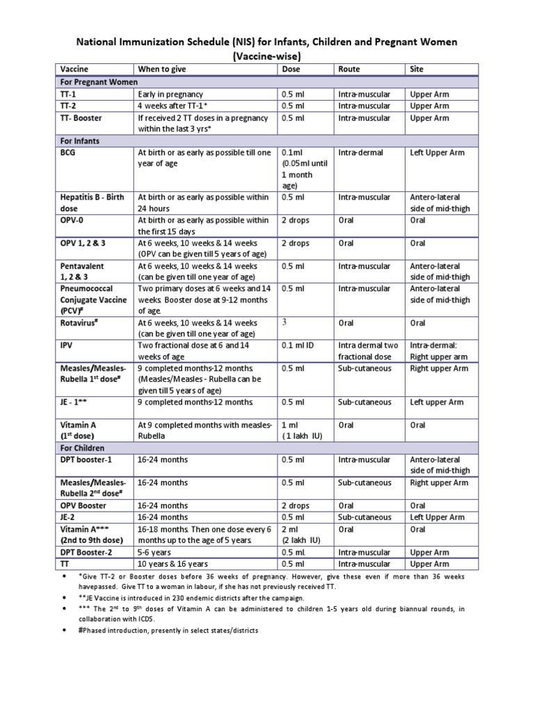 National Immunization Schedule | PDF | Children's Health | Pediatrics