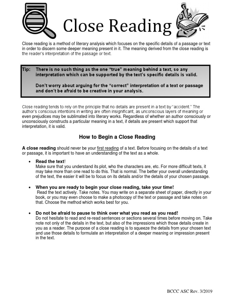 Close Reading | Download Free PDF | Narrative | Narration