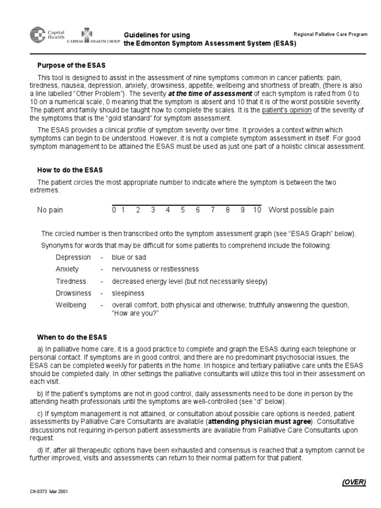 ESAS - Edmonton Symptom Assessment System | PDF | Palliative Care ...