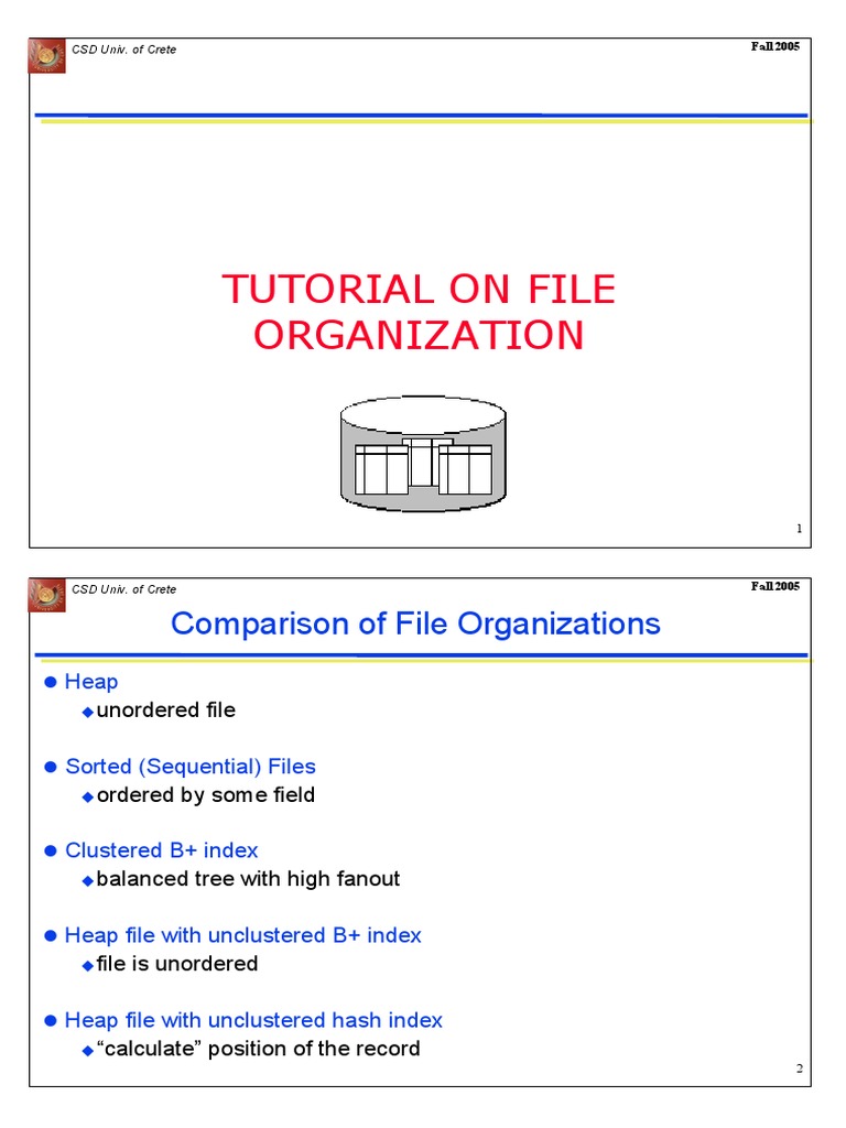Tutorial On File Organization: Comparison of File Organizations | PDF ...