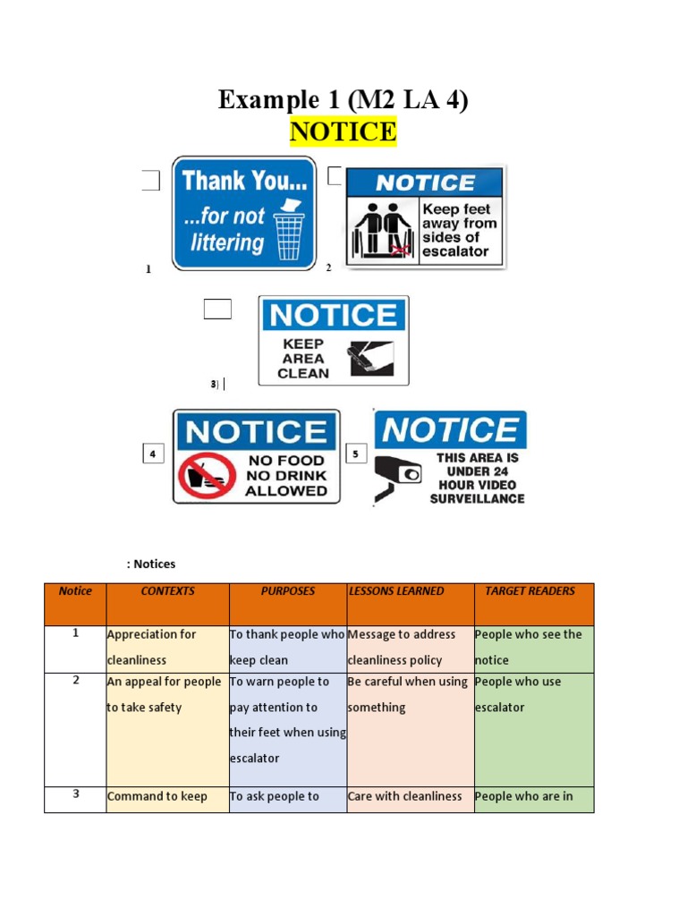 Example 1 (M2 LA 4) Notice:: Notices | PDF