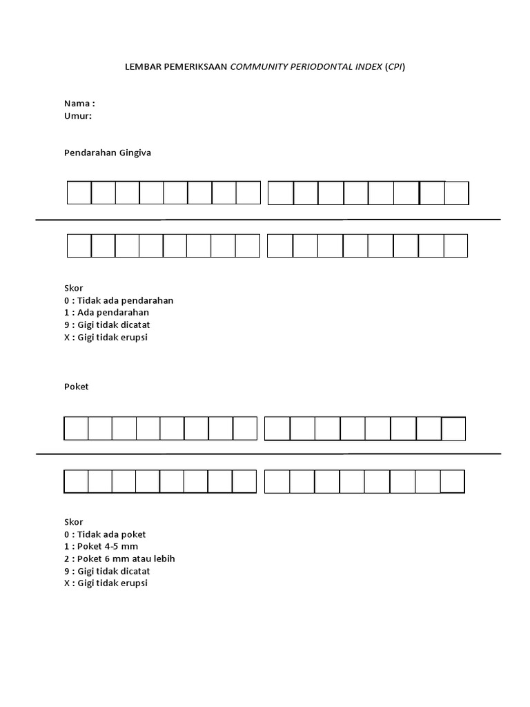 Lembar Pemeriksaan CPI Periodontal | PDF