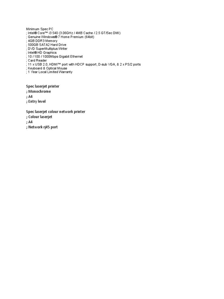 Minimum Spec PC | PDF | Games & Activities | Computers