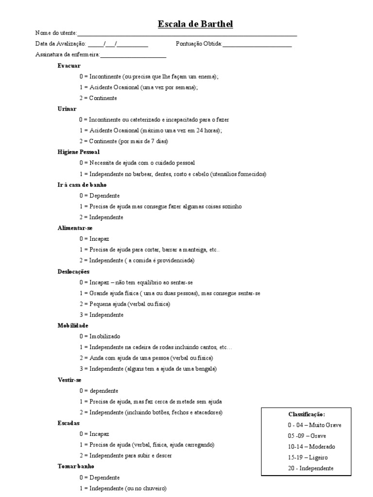 Escala de barthel[1] | Lazer