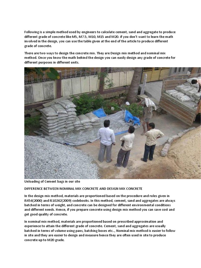 Concrete Mix Calculation Guide | PDF | Construction Aggregate | Concrete