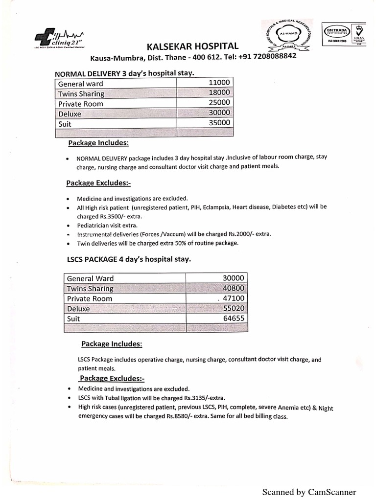 Hospital Tarrif | PDF