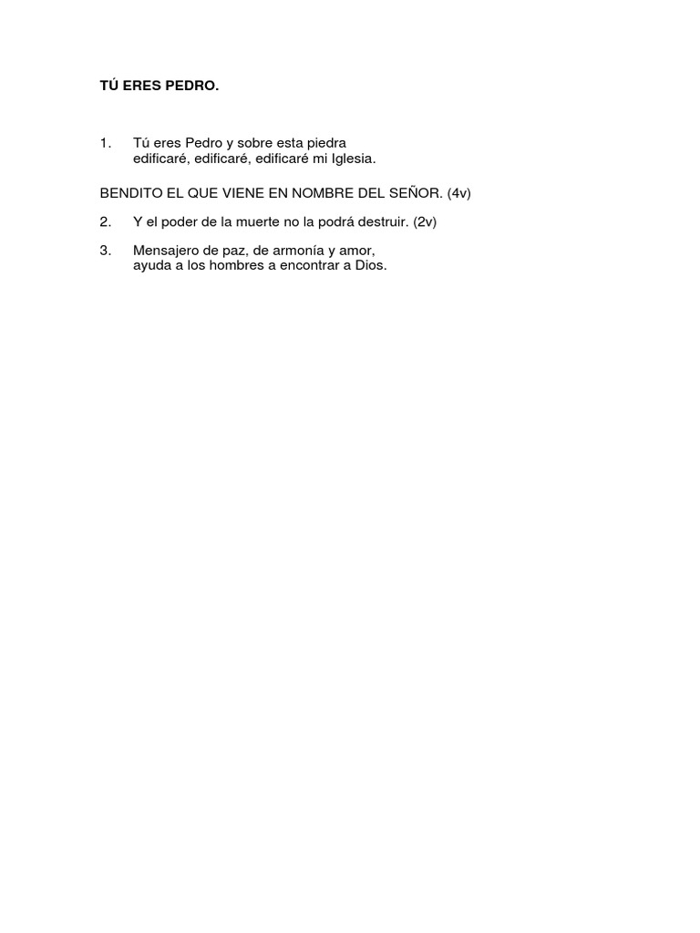 AM Canto Tú Eres Pedro PDF | PDF