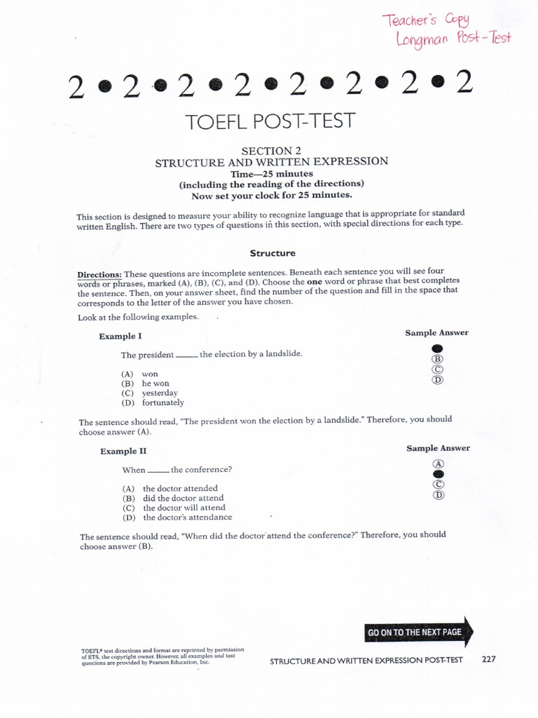 STR Longman Post Test TC | PDF