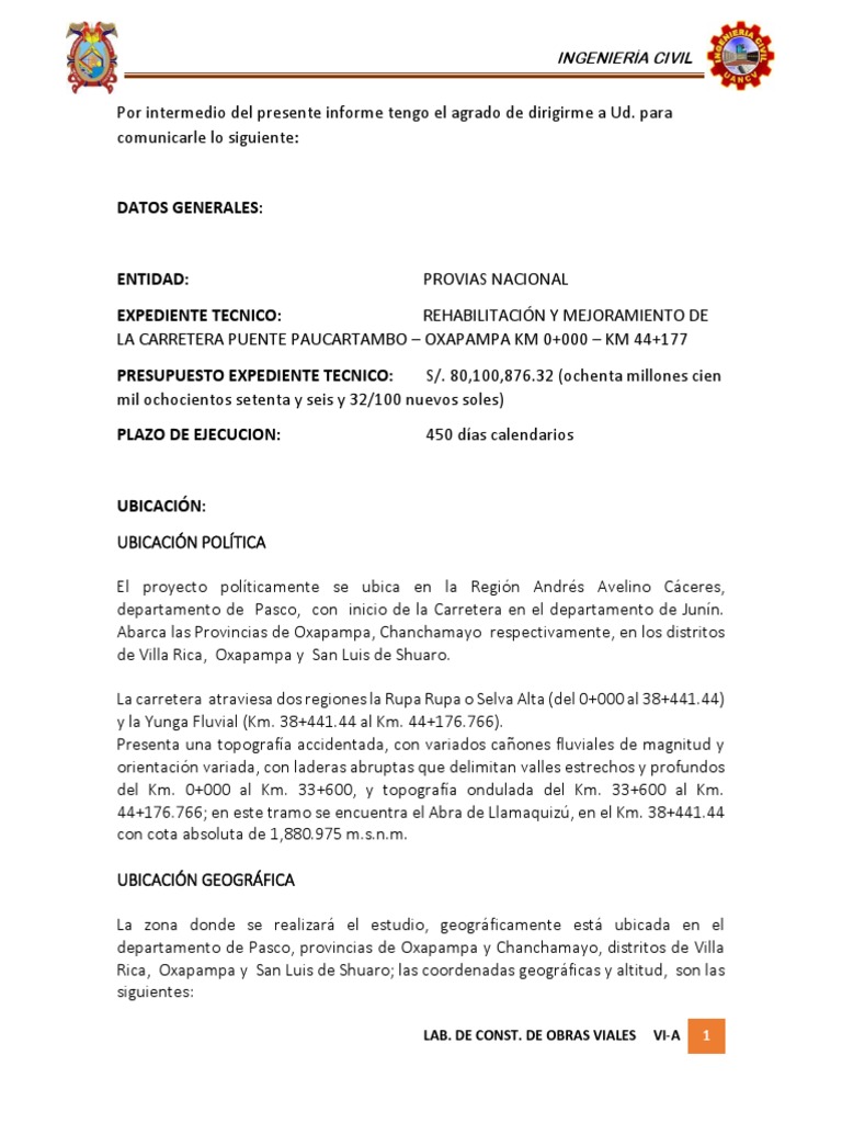 Informe de Revision de Expediente Tecnivo | PDF | Ingeniería | Transporte por carretera