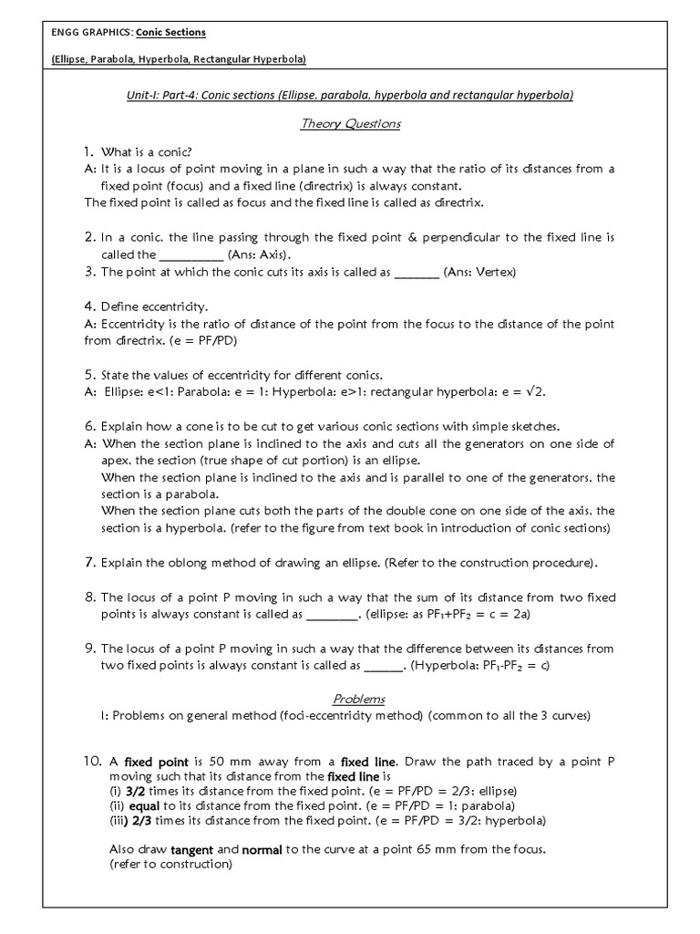 Conic Curves - Ellipse, Hyperbola, Parabola PDF | PDF | Ellipse ...