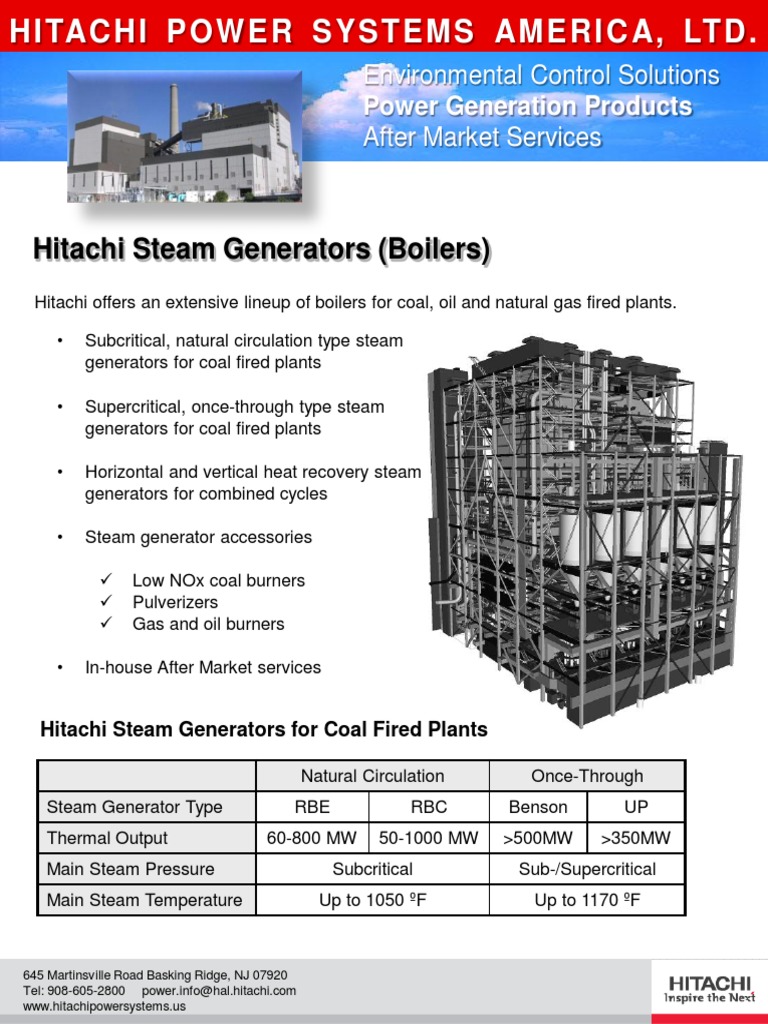 Hitachi Steam Generators (Boilers) : Power Generation Products | PDF ...